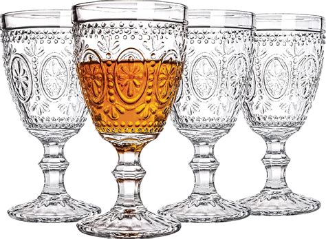 Wongblee Hobnail Glass Goblets 169 Oz Stemmed Water Glasses Iced Tea Goblets