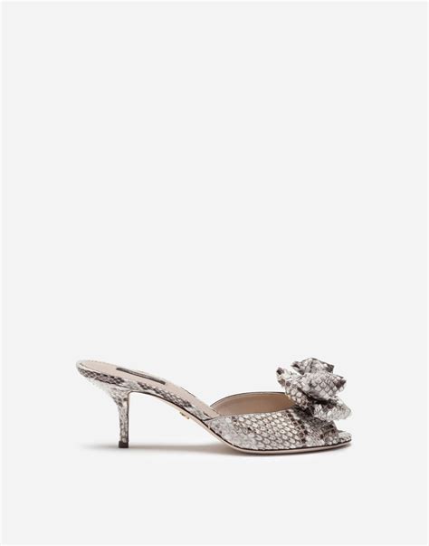 Dolce And Gabbana Python Sliders With Bow Shopstyle Mules And Clogs
