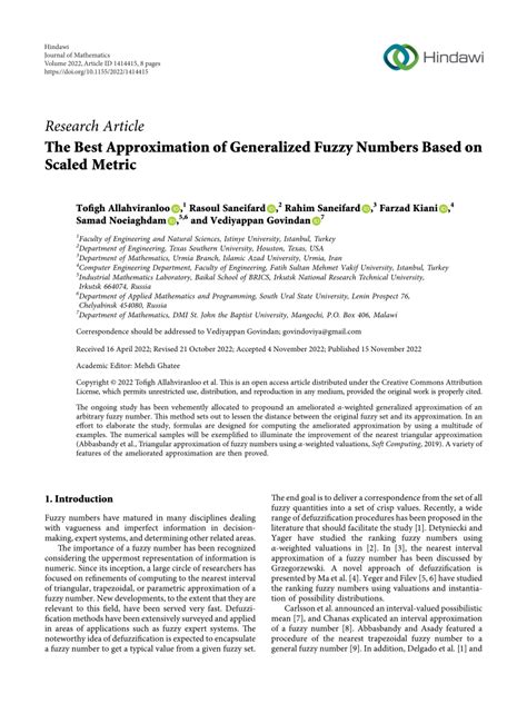 pdf the best approximation of generalized fuzzy numbers based on