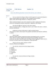 UML Review Alexandre Lussier Last Class UML Review Grade Babe Answer The Following