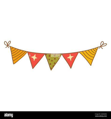 Festive Garland With Triangular Checkboxes Striped Flags Polka Dots