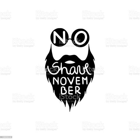 Beard Silhouette With No Shave November Lettering Stock Illustration