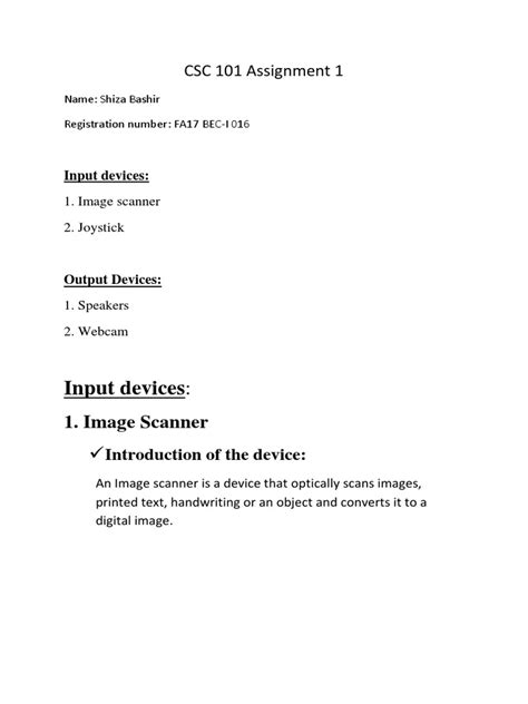 Csc 101 Assignment 1 Pdf Loudspeaker Image Scanner