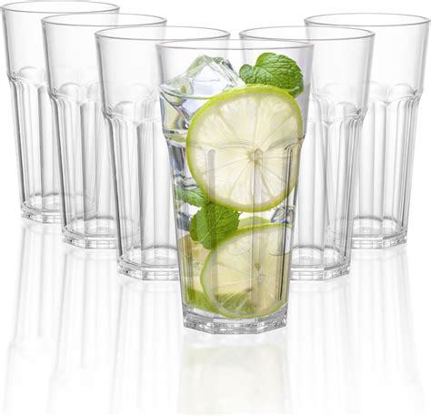 Tebery 6 Pack Stackable Plastic Tumbler Cups 14oz