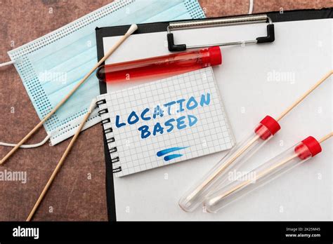 text sign showing location based word written on mobile marketing to