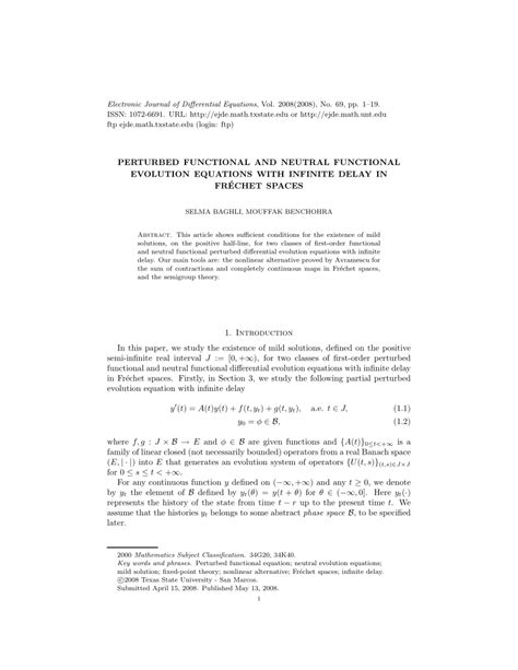 Pdf Perturbed Functional And Neutral Functional Evolution Equations With Infinite Delay In