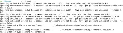 Fatal Incompatible Library Version Usersxxxvimbundlecommand Trubycommand Textbundle