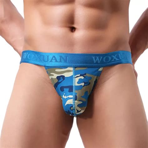 Mens Sexy Camouflage Low Rise Bulge Pouch G String Shorts Thong Briefs