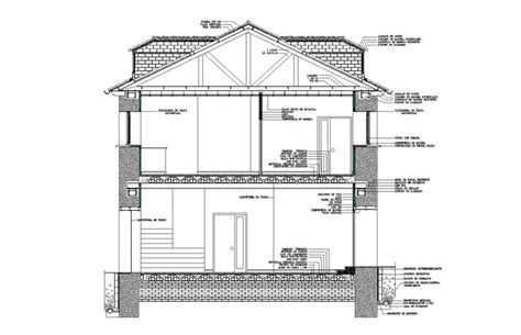 Building Section Plan Sections With Detailing Of Canals Or Run