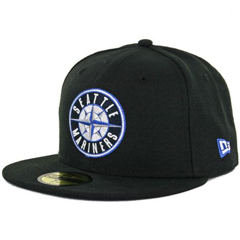 New Era 59fifty Seattle Mariners Compass Fitted Hat Black Blue
