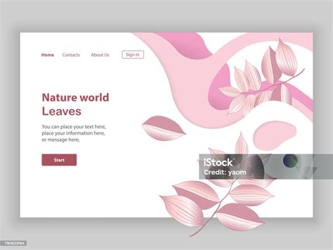 웹 페이지 템플릿 및 자연 잎 프로젝트 개발 사용자 인터페이스 Ui Ux 개발 벡터 방문 페이지 개념 모바일 앱 와이어 프레임 개발에 대한 스톡 벡터 아트 및 기타 이미지
