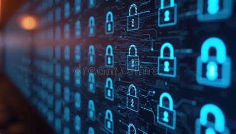 Illustration Of Locked Data Files On Screen Displaying Lock Symbols Secure Encrypted Data With