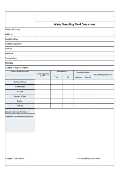 Water Sampling Field Data Sheet Pdf