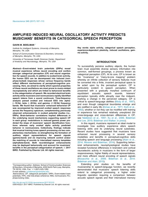Pdf Amplified Induced Neural Oscillatory Activity Predicts Musicians Benefits In Categorical