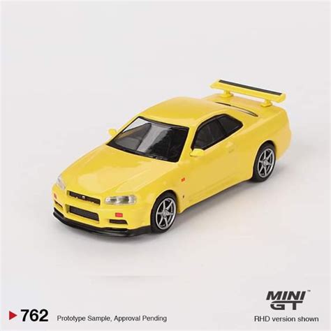 Mini Gt Nissan Skyline Gt R R34 V Spec Lightning Yellow Miniature