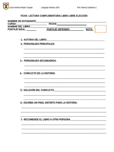 FICHA LECTURA COMPLEMENTARIA CUARTO | PDF