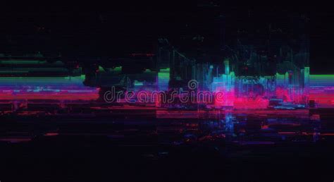 Futuristic Neon Glitch Art With Vibrant Abstract Digital Patterns And