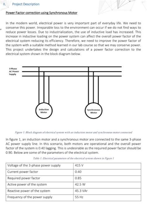 Solved Power Factor Correction Using Synchronous Motor In