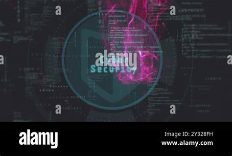 Digital Code And Data Processing Animation Over Circular Interface And