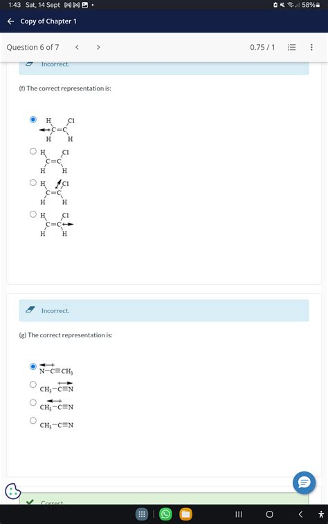 Solved F ﻿the Correct Representation Is Incorrect G ﻿the
