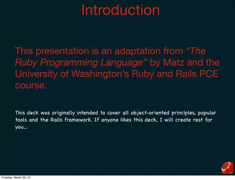 Ruby Programming Introduction PPT