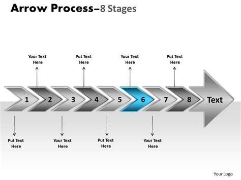 Arrow Process Stages PowerPoint Shapes PowerPoint Slide Deck Template Presentation