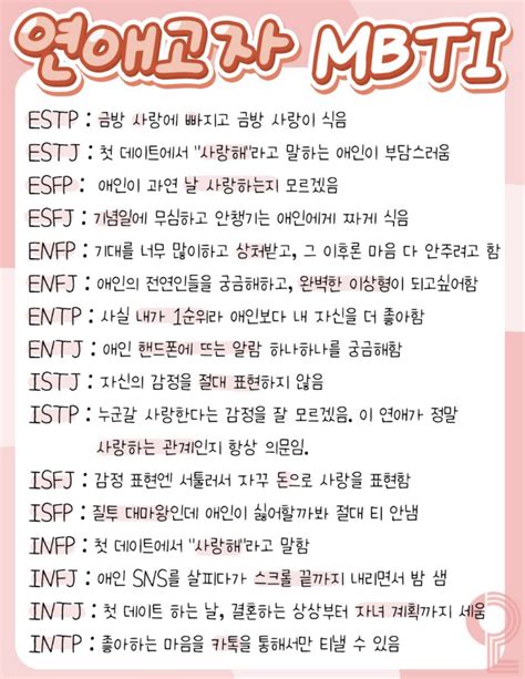연애 친구 Mbti 성격 궁합표 파국 최고 매칭은 네이버 블로그