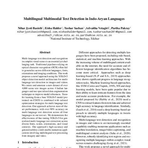 Multilingual Multimodal Text Detection In Indo Aryan Languages Acl