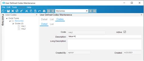 binding epicor erp combo box values to user codes — gingerhelp