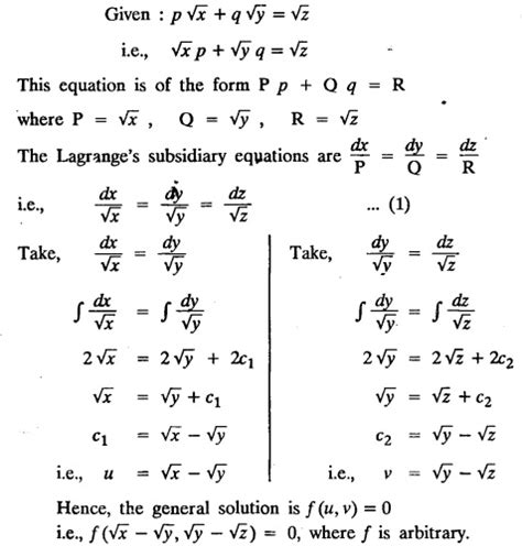 Lagrange S Linear Equation Solved Example Problems Partial Differential Equations