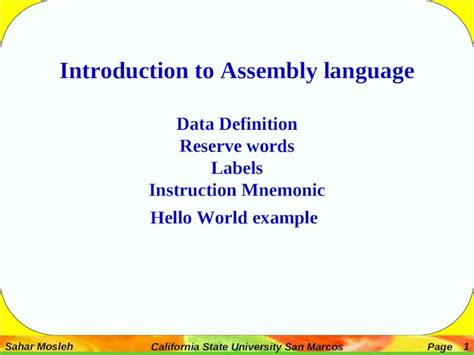 ppt introduction to assembly language data definition reserve words