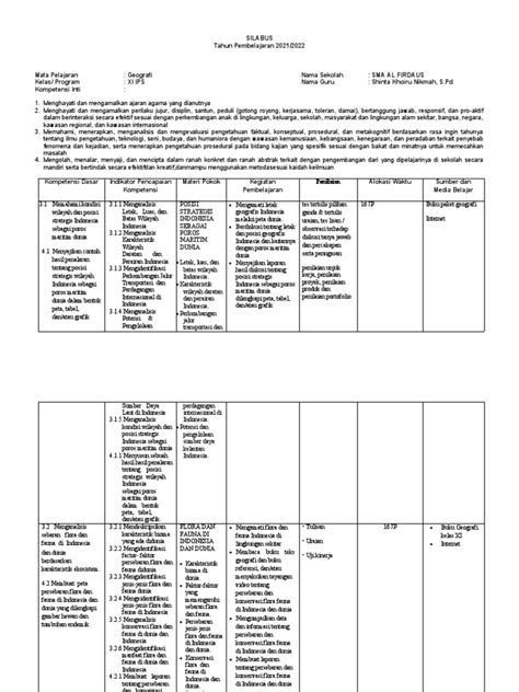 Silabus Rpp Geografi Kelas Xi Ips Semester 1 Pdf
