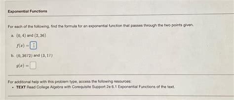 Solved Exponential Functions For Each Of The Following Find Chegg