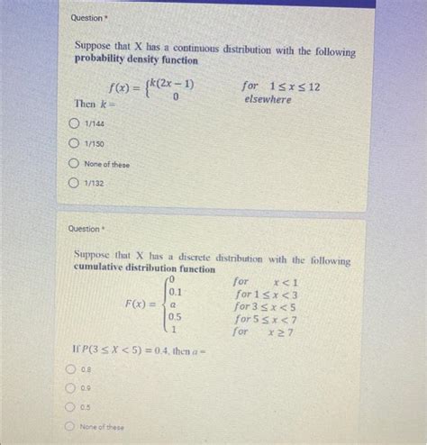 Solved Suppose That X Has A Continuous Distribution With The Chegg