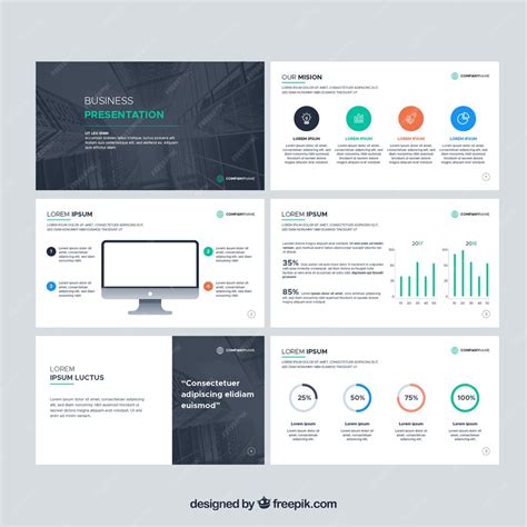 Шаблон бизнес презентации в плоском стиле Премиум вектор