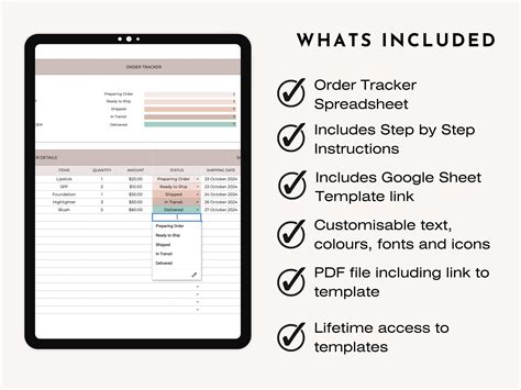 Order Tracker Google Sheets Excel Template Small Business Spreadsheet Digital Order Sales Log