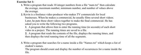 solved exercise set 1 1 write a program that reads 10