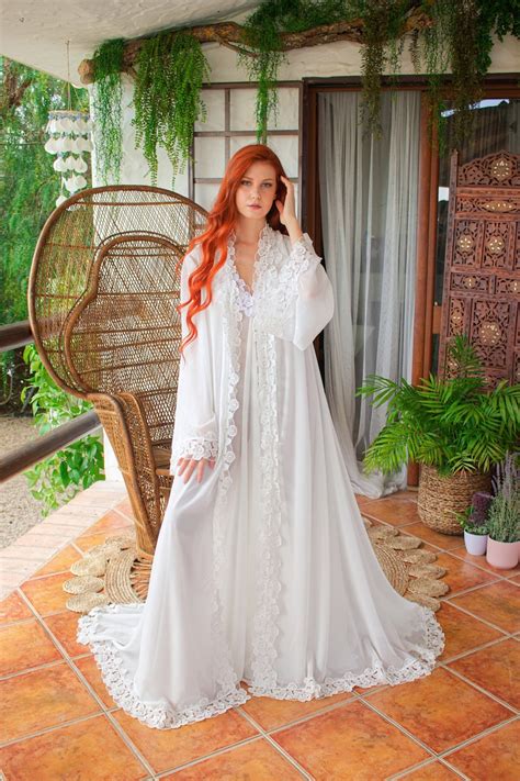 Wedding Lingerie Set Bridal Lingerie Robe And Nightgown Set Etsy