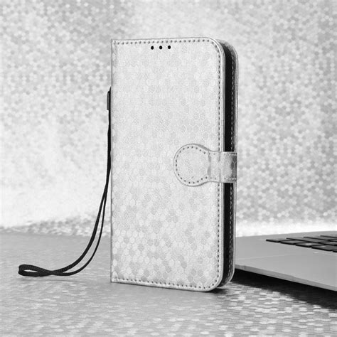 For Tecno Spark Pro Honeycomb Dot Texture Leather Phone Case Silver Alexnld Com