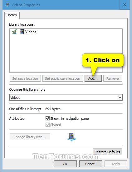 Include Folder Or Drive To Library In Windows 10 Tutorials
