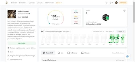 Venkatramana M On Linkedin Leetcode 100problems Codingjourney