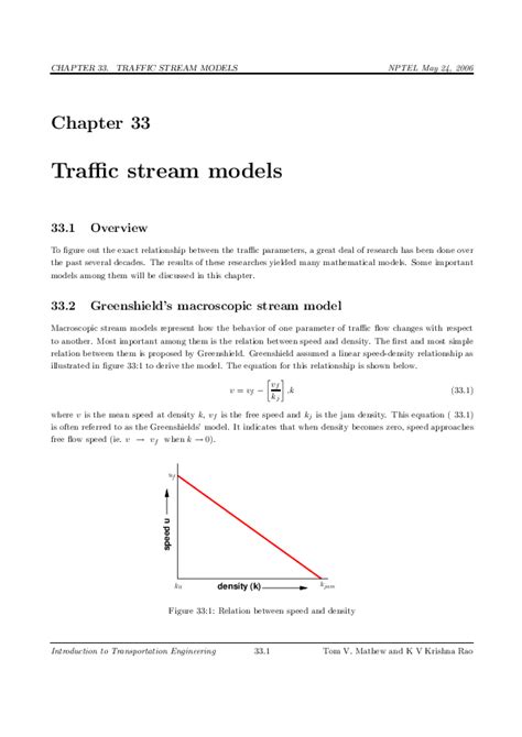 Pdf Traffic Stream Models