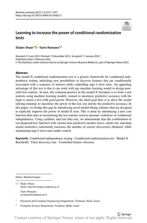 learning to increase the power of conditional randomization tests