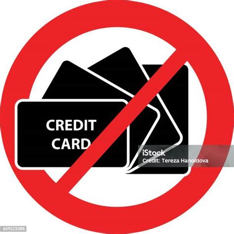 없음 신용 카드는 흰색 바탕에 기호입니다 벡터 일러스트입니다 Prohibition에 대한 스톡 벡터 아트 및 기타 이미지 Prohibition 경계 표지 금융