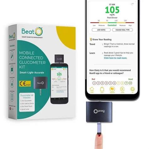 11 Mmoll Beato Smart Glucometer Kit Along With Pack Of 20 Strips And 10