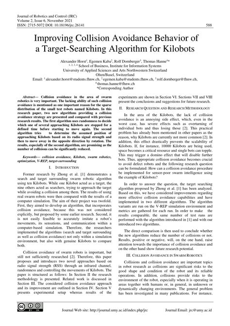Pdf Improving Collision Avoidance Behavior Of A Target Searching Algorithm For Kilobots