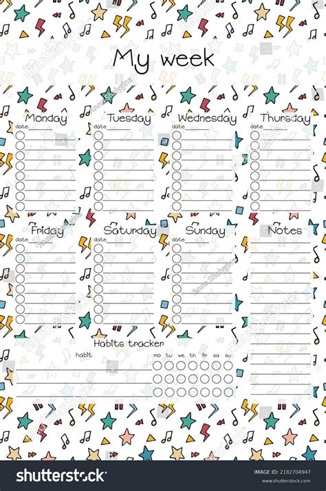 Weekly Planner Template Isolated Printable Task Stock Vector Royalty Free