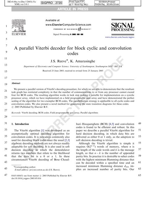 Pdf A Fpga Implementation Of A Parallel Viterbi Decoder For Block Cyclic And Convolution Codes