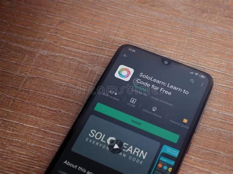 sololearn learning coding app play store page on the display of a