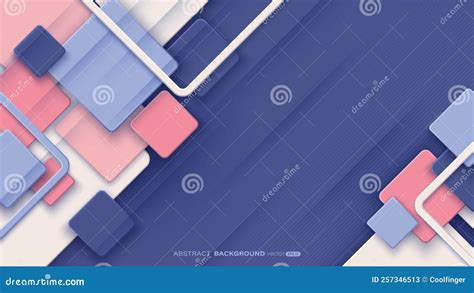 modern square overlap on blue background with shadow abstract colorful